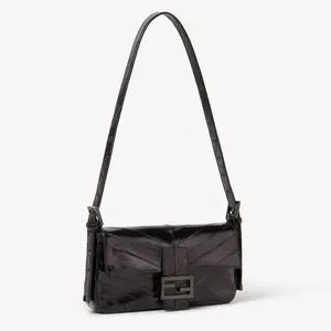 Fendi Baguette® 26424 Black Inlaid Hagfish Leather Bag